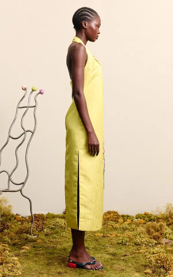 ALEMAIS Teo Beaded Twill Midi Dress