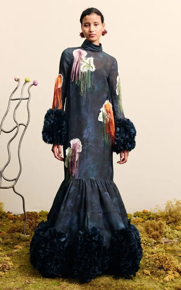 ALEMAIS Sophie Ruffled Silk Gown