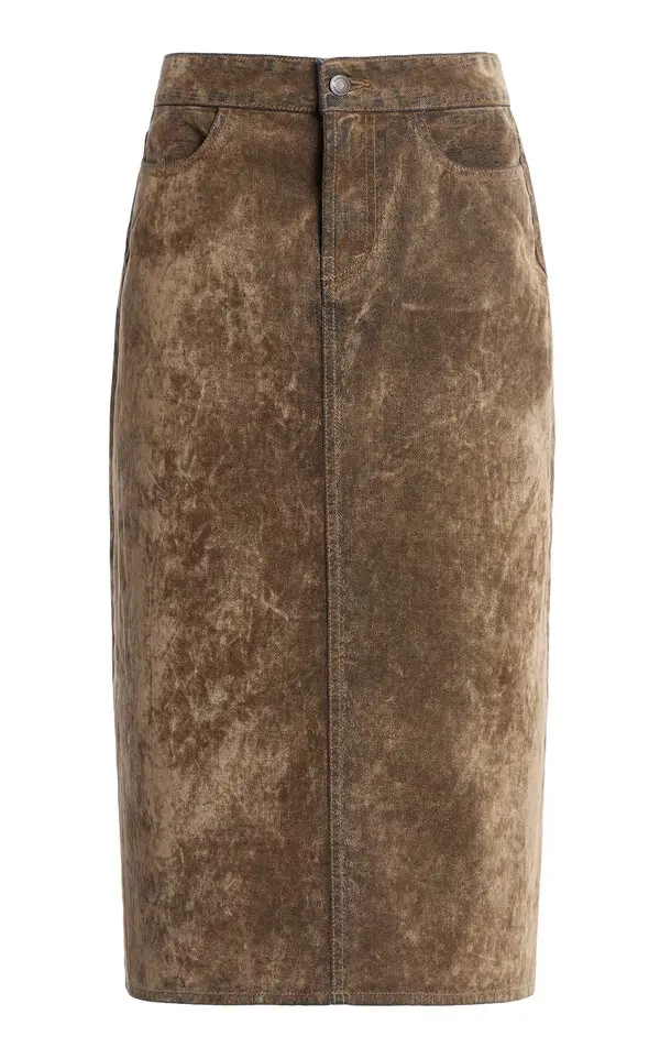 KALLMEYER Beck A-line Flocked Denim Maxi Skirt