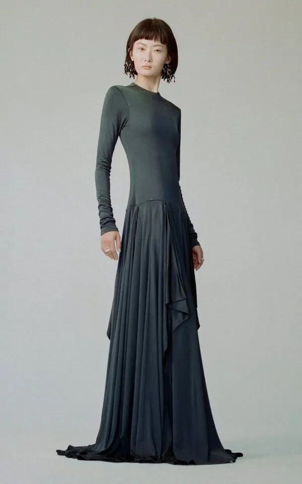 KALLMEYER Vera Cascade Liquid Jersey Maxi Dress