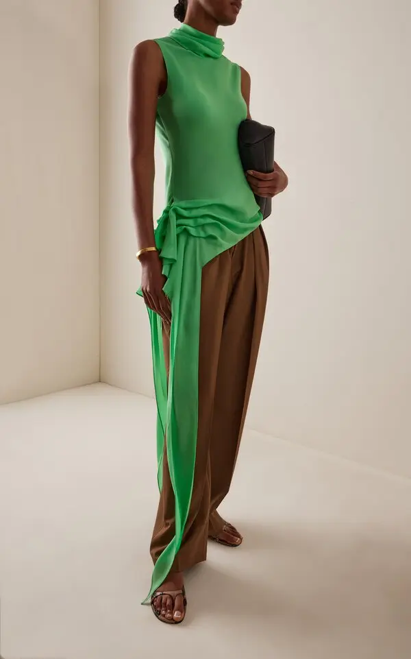KALLMEYER Joel Pleated Straight Leg Wool Suiting Trousers - Brown