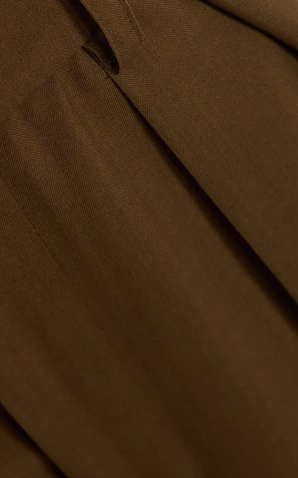 KALLMEYER Joel Pleated Straight Leg Wool Suiting Trousers - Brown