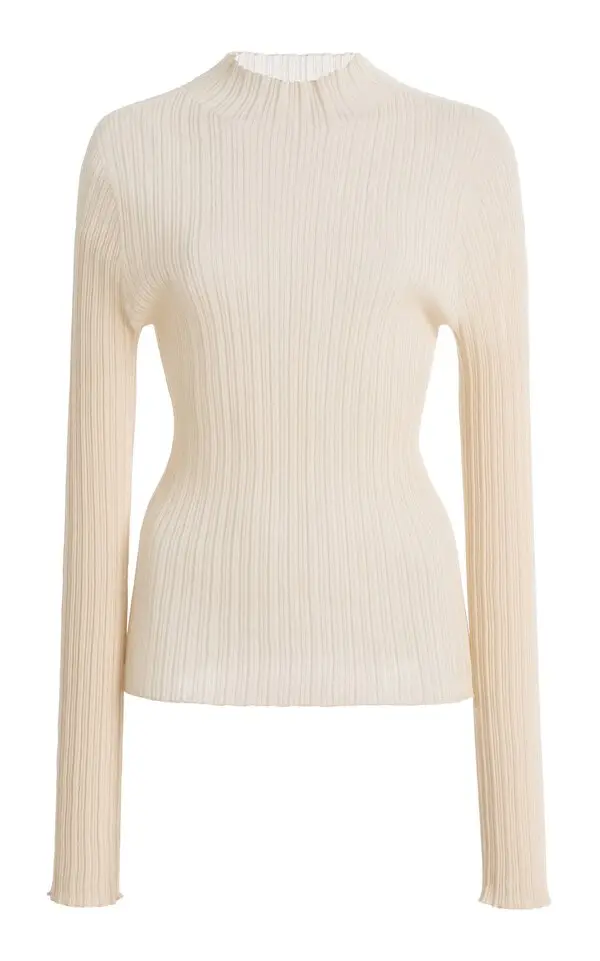 KALLMEYER Jordan Mockneck Superfine Cotton Rib Longsleeve Top - White
