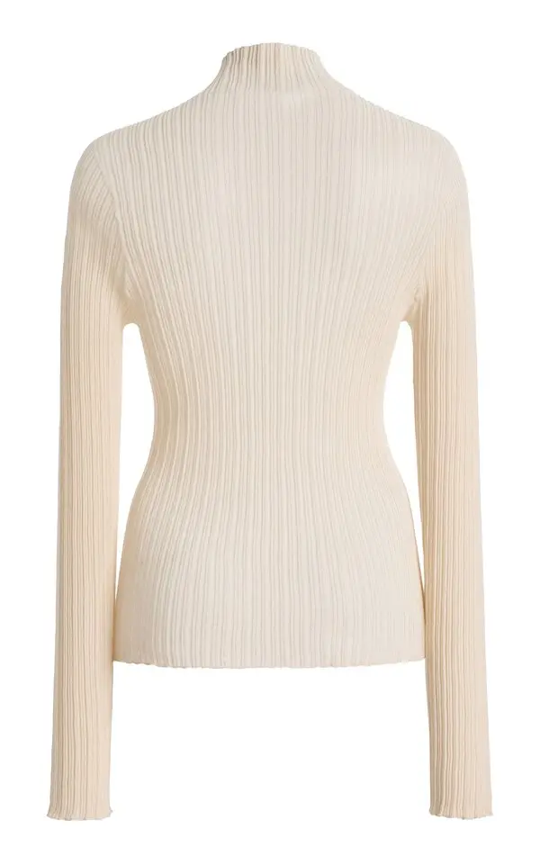 KALLMEYER Jordan Mockneck Superfine Cotton Rib Longsleeve Top - White