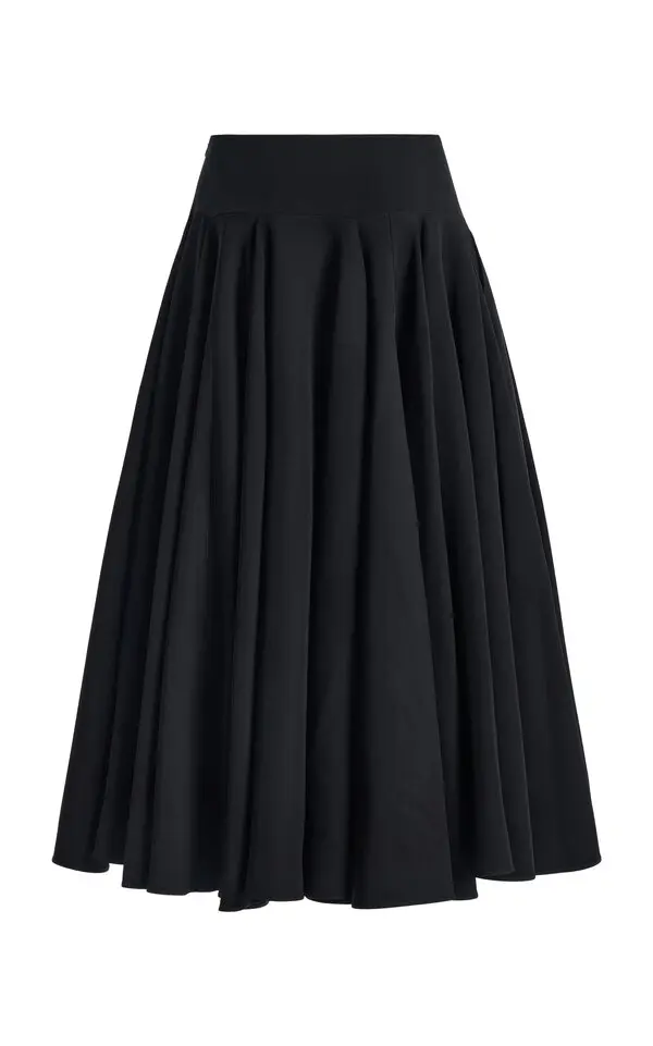 KALLMEYER Tatiana Flare Twill Maxi Skirt - Black
