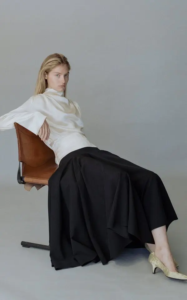 KALLMEYER Tatiana Flare Twill Maxi Skirt