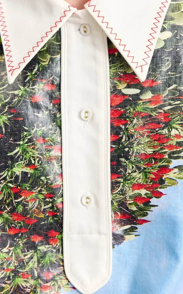 ALEMAIS Bermuda Buttercup Graphic Cotton Polo Top