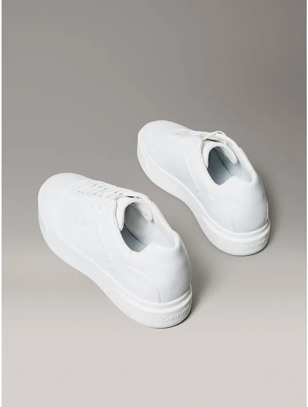 Calvin Klein Leather Embossed Logo Sneakers - Triple Bright White