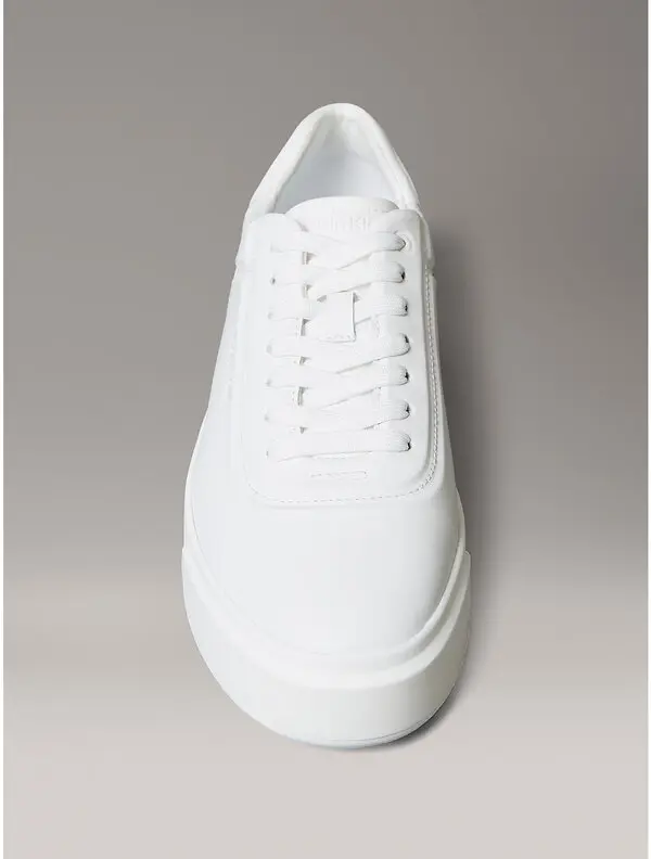 Calvin Klein Leather Embossed Logo Sneakers - Triple Bright White