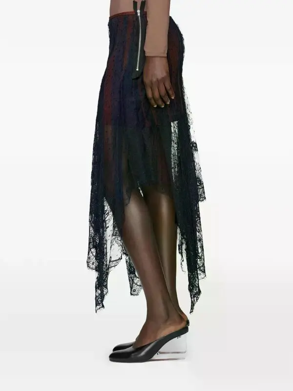 MAISON MARGIELA Creased Lace-overlay Midi Skirt
