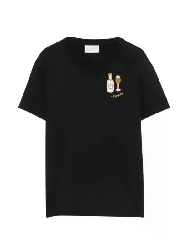 MC2 SAINT BARTH Emilie Bead-embellished T-shirt - Black
