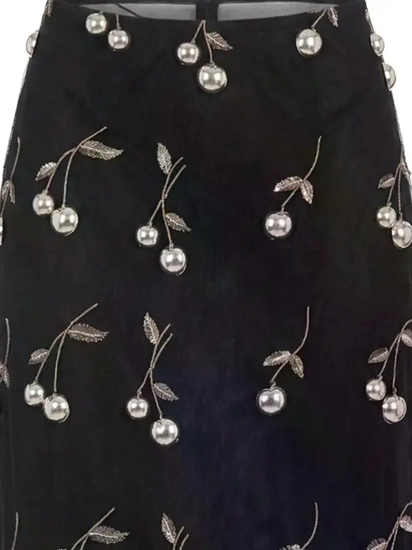 Monse Embroidered Midi Skirt - Black