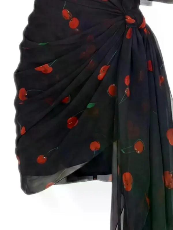 Monse Asymmetrical Cherry Print Chiffon Mini Dress