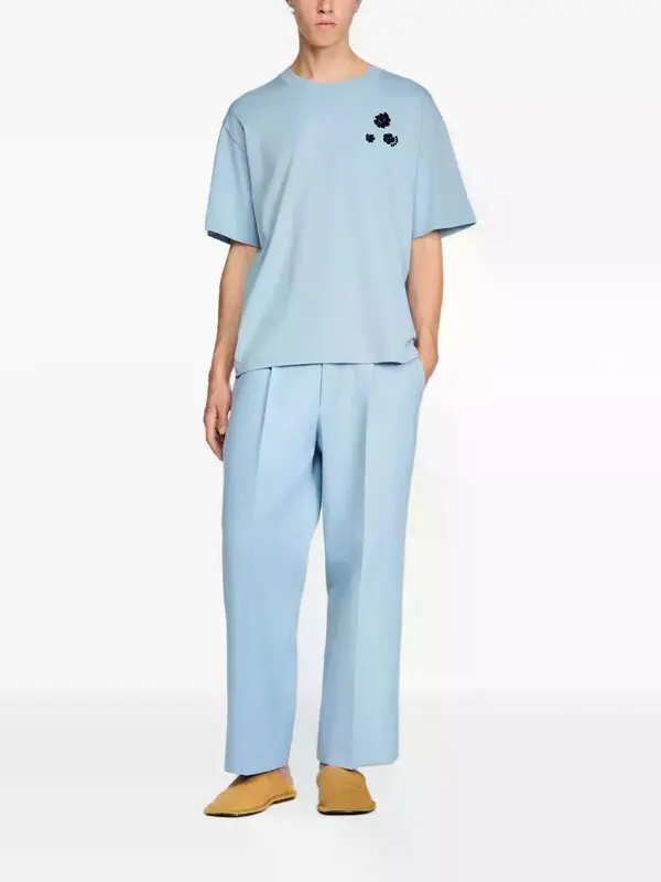 Sandro Flower Print Cotton T-shirt - Blue