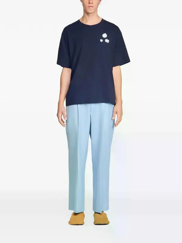 Sandro Flower Print Cotton T-shirt - Blue