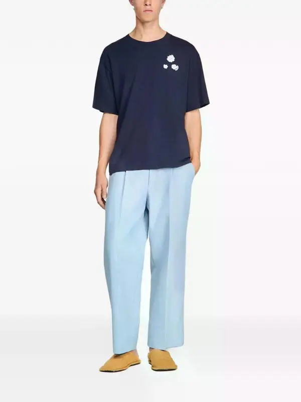 Sandro Flower Print Cotton T-shirt - Blue