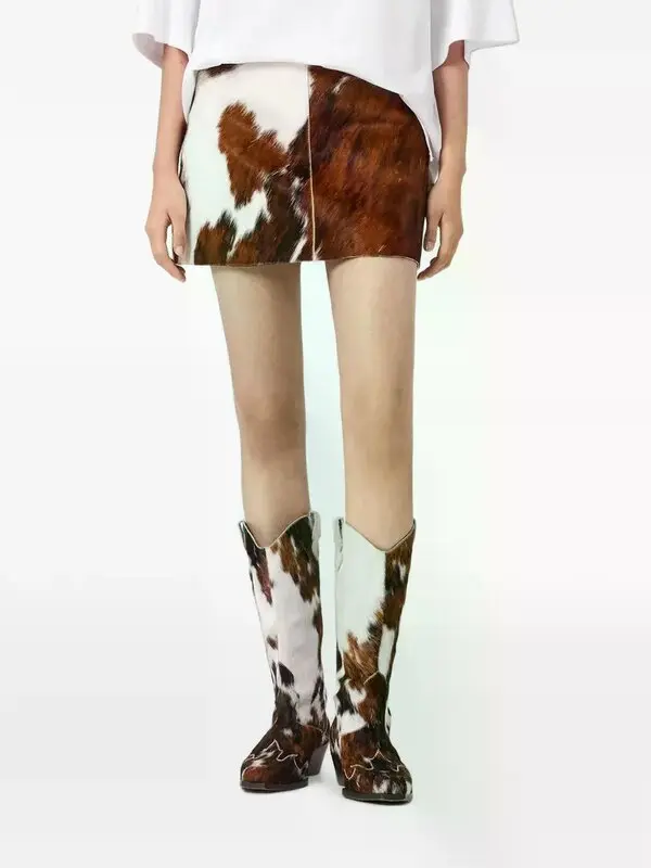 ALLSAINTS Dapple Cow-print Calf Hair Mini Skirt - Brown