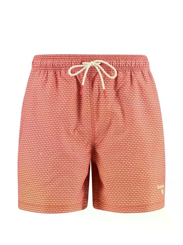 Barbour Geometric-print Drawstring Swim Shorts - Red