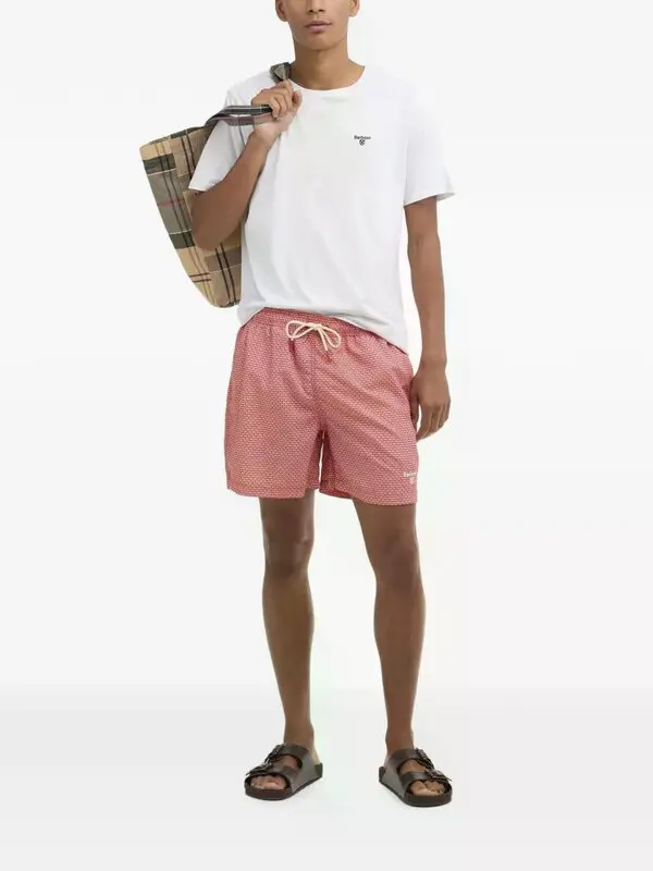 Barbour Geometric-print Drawstring Swim Shorts - Red