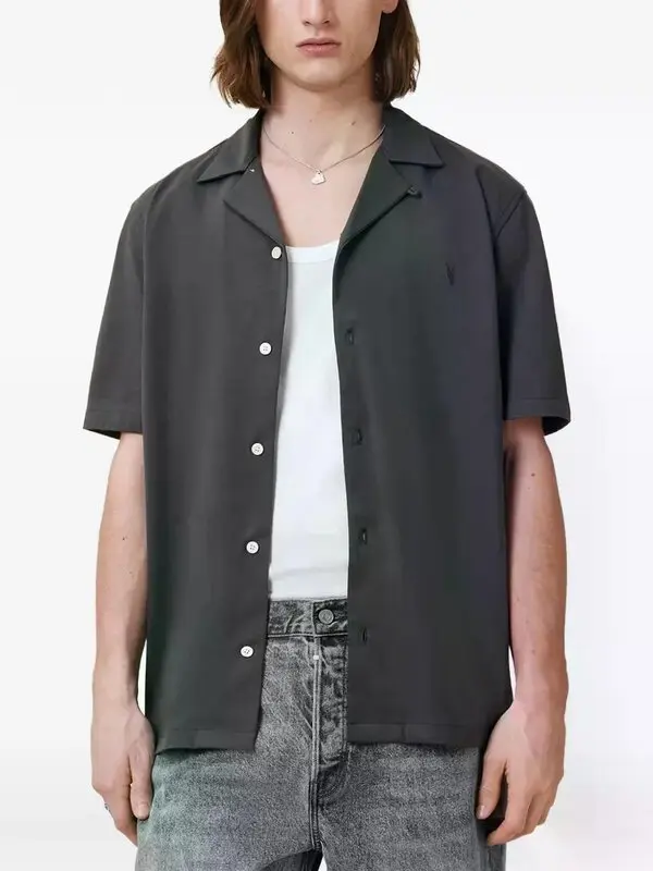 ALLSAINTS Hudson Logo-embroidered Short-sleeve Shirt - Grey