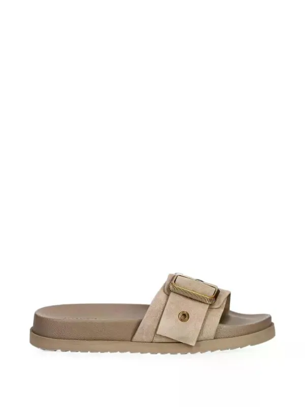 ALLSAINTS Ellie Western Buckle Slides - Neutrals