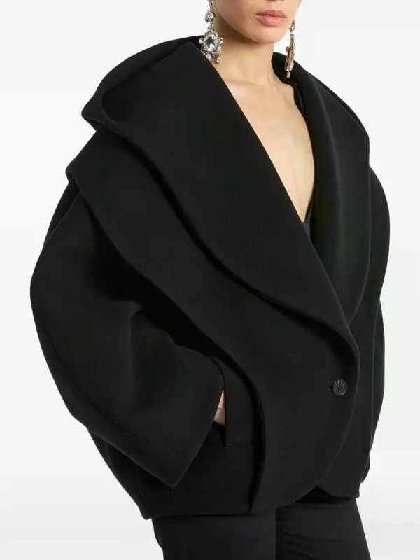 Balmain Oversized Wool Pea Coat With Hood