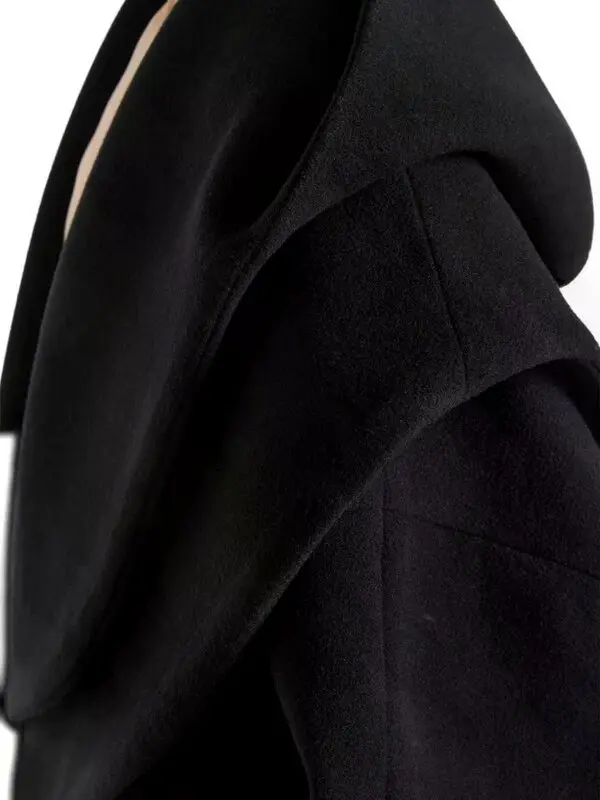 Balmain Oversized Wool Pea Coat With Hood