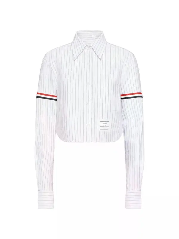 Thom Browne Striped Cropped Shirt - White