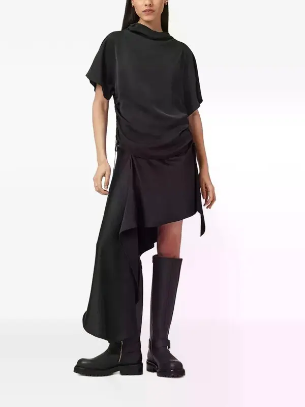 ALLSAINTS Leslie Ruched Cowl Neck Top - Black
