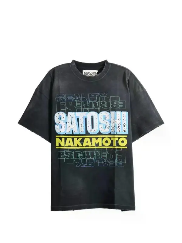 SATOSHI NAKAMOTO Logo-print Crew-neck T-shirt