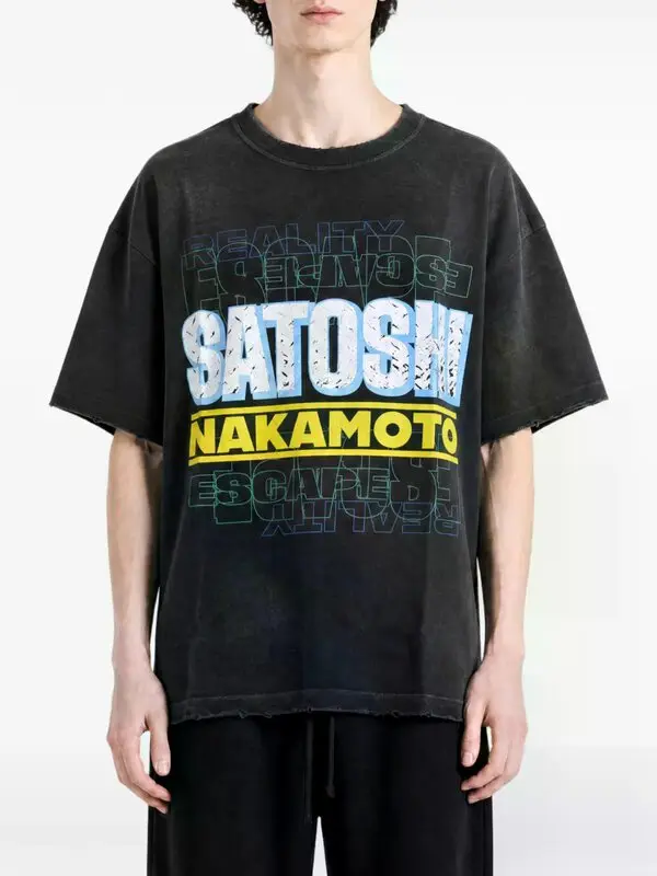 SATOSHI NAKAMOTO Logo-print Crew-neck T-shirt