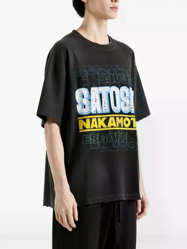 SATOSHI NAKAMOTO Logo-print Crew-neck T-shirt