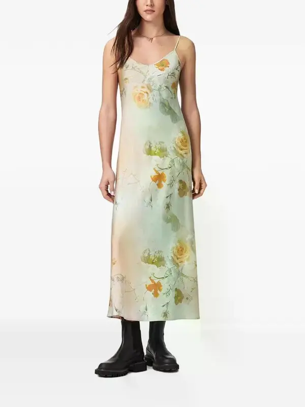 ALLSAINTS Bryony Floral-print Slip Midi Dress - Neutrals