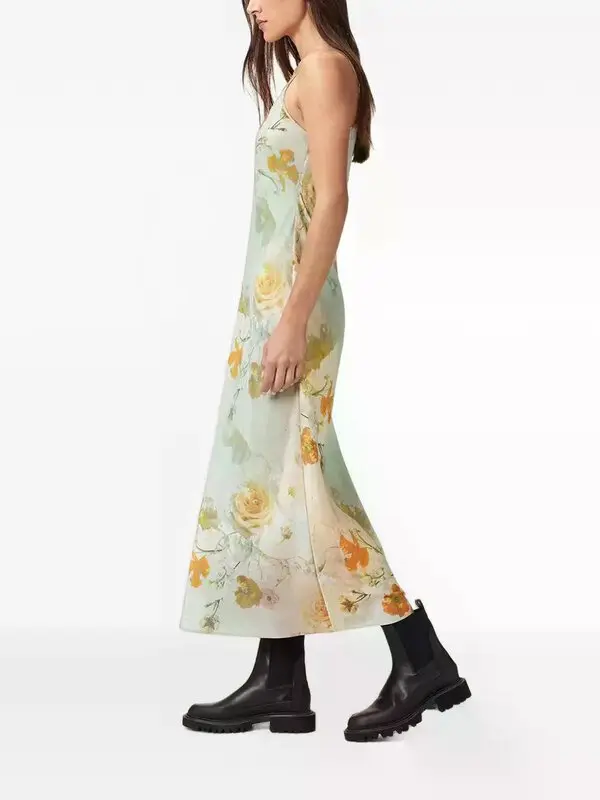 ALLSAINTS Bryony Floral-print Slip Midi Dress - Neutrals