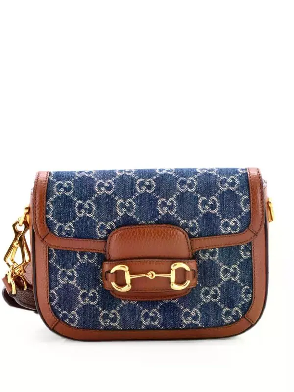 Gucci Horsebit 1955 Gg Denim Mini Shoulder Bag