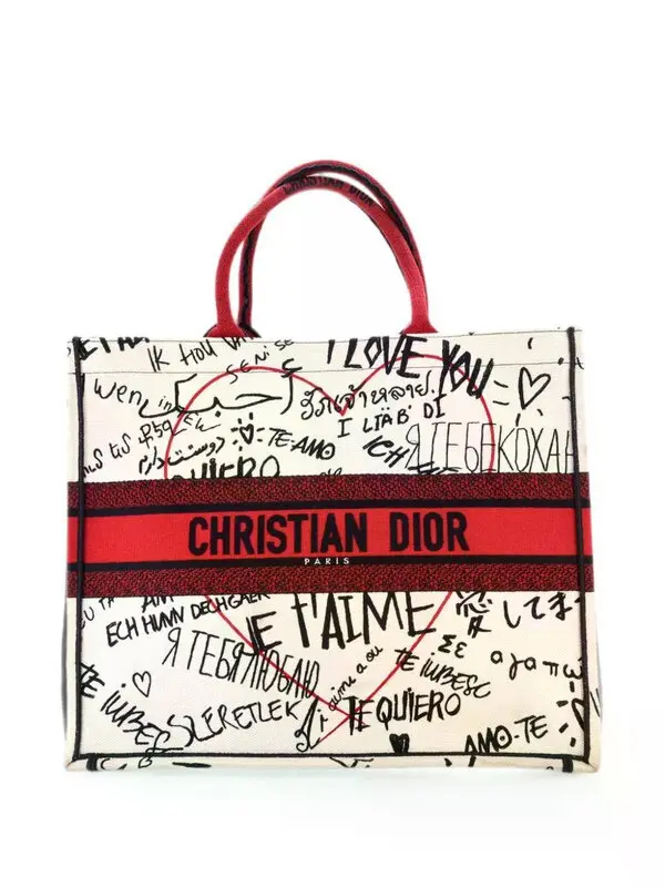 Dior Embroidered Canvas Medium Tote Bag - Multicolour