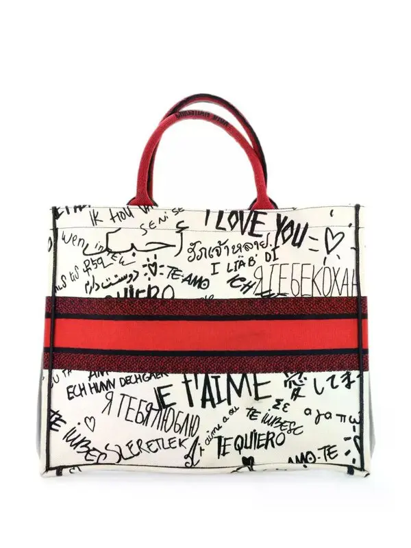 Dior Embroidered Canvas Medium Tote Bag - Multicolour