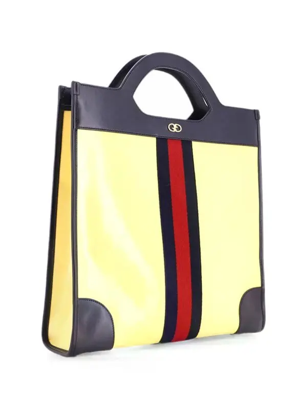 Gucci Coated Canvas And Leather Tote Bag With Cut-out Handle