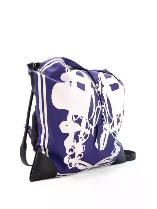 Hermès Silky City Bag Pm Printed Silk And Leather Crossbody Bag - Blue