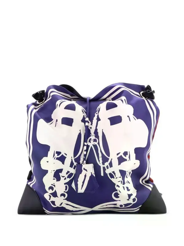 Hermès Silky City Bag Pm Printed Silk And Leather Crossbody Bag - Blue