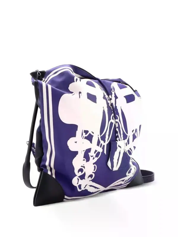 Hermès Silky City Bag Pm Printed Silk And Leather Crossbody Bag - Blue