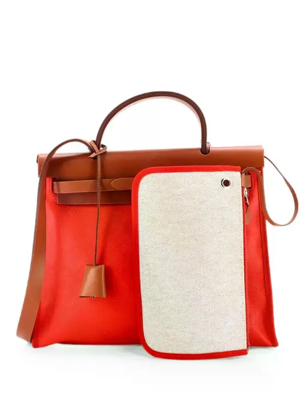 Hermès Herbag Zip Berline 31 Shoulder Bag In Vache Canvas And Leather - Brown