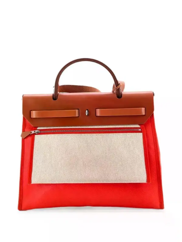Hermès Herbag Zip Berline 31 Shoulder Bag In Vache Canvas And Leather - Brown