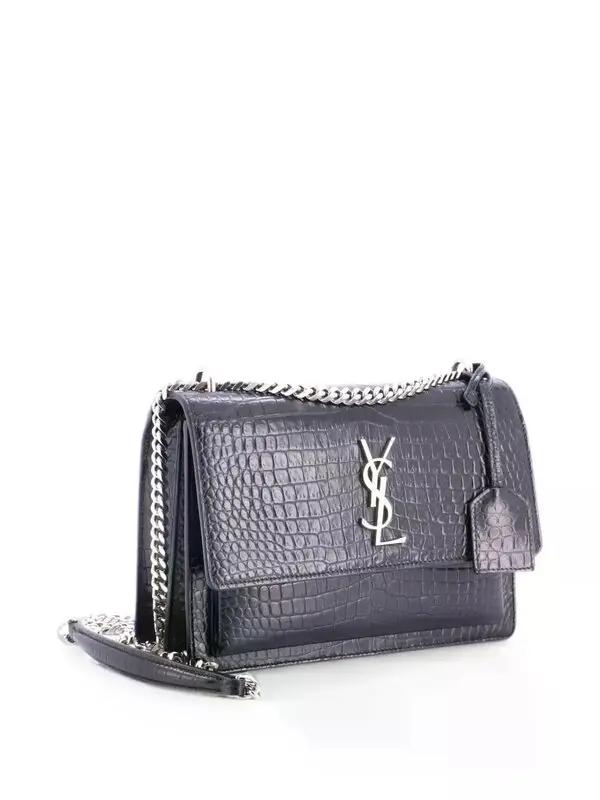 Saint Laurent Medium Croc Effect Leather Crossbody Bag