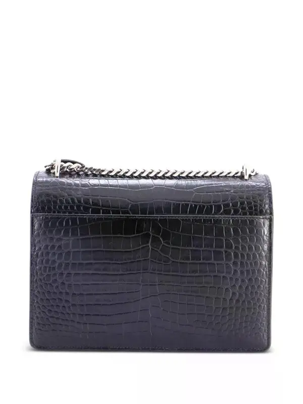 Saint Laurent Medium Croc Effect Leather Crossbody Bag - Black