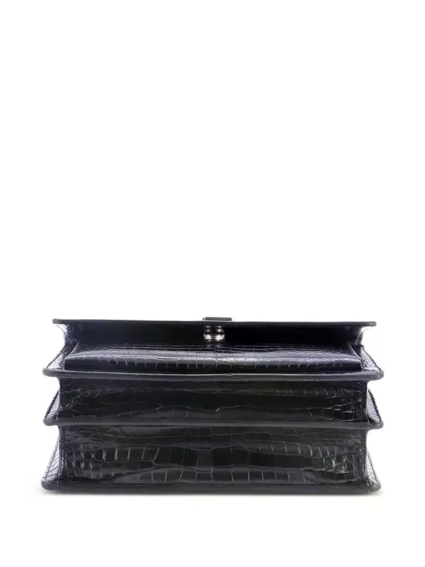 Saint Laurent Medium Croc Effect Leather Crossbody Bag - Black
