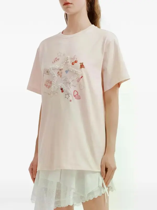 B+AB Graphic-print Bouclé-appliqué T-shirt