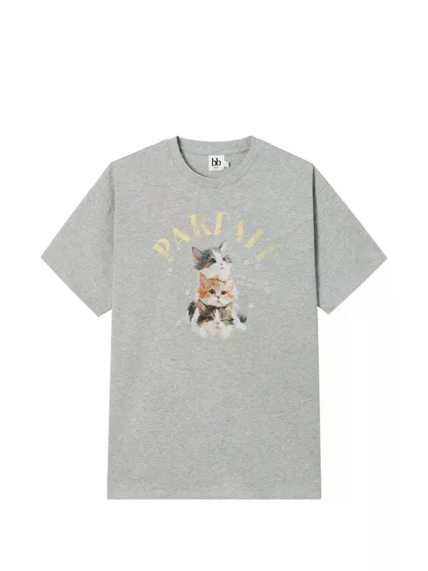 B+AB Cat Graphic Cotton T-shirt - Grey