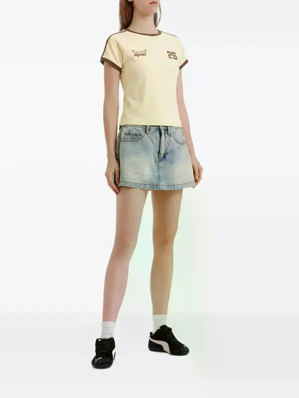 MINI CREAM Contrast-trim Raglan Sleeve T-shirt
