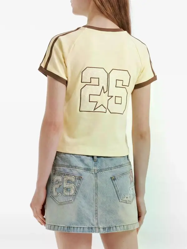 MINI CREAM Contrast-trim Raglan Sleeve T-shirt